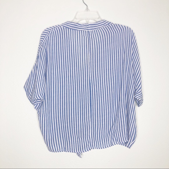 Elan | Tops | Elan Striped Tie Front Top Button Down Short Sleeve ...